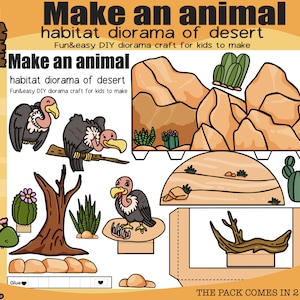 Desert Animal Habitat Diorama: DIY Paper Craft (digital Download) - Etsy