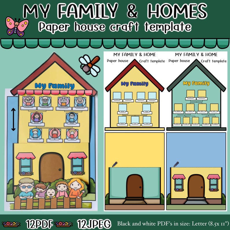 Family Home Paper Craft Template: DIY Kids Activity (PDF & JPEG) - Etsy