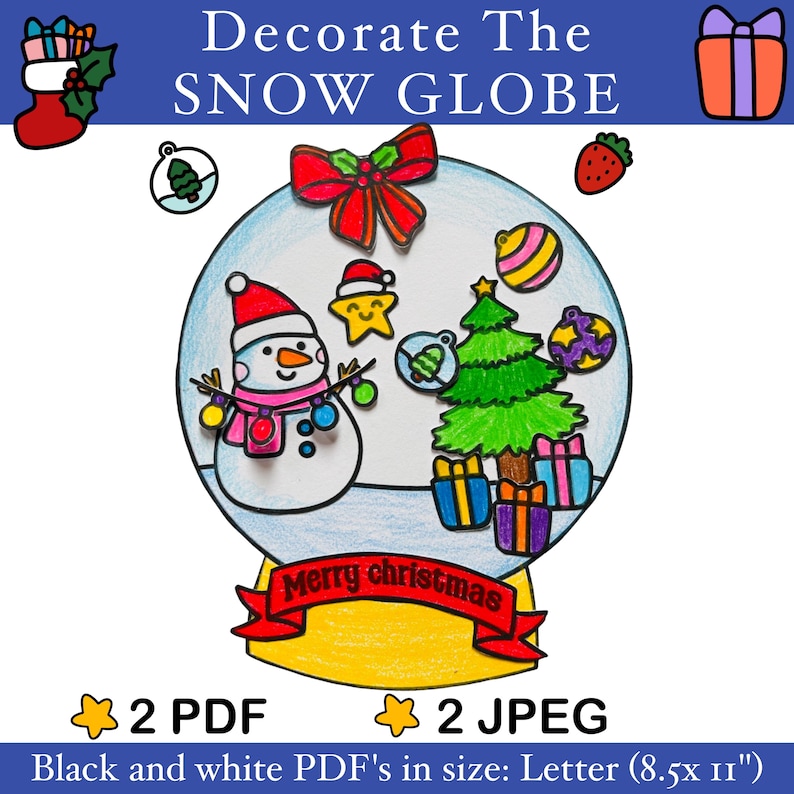 Decorate Snow Globe | Christmas Preschool Printable | Christmas ...