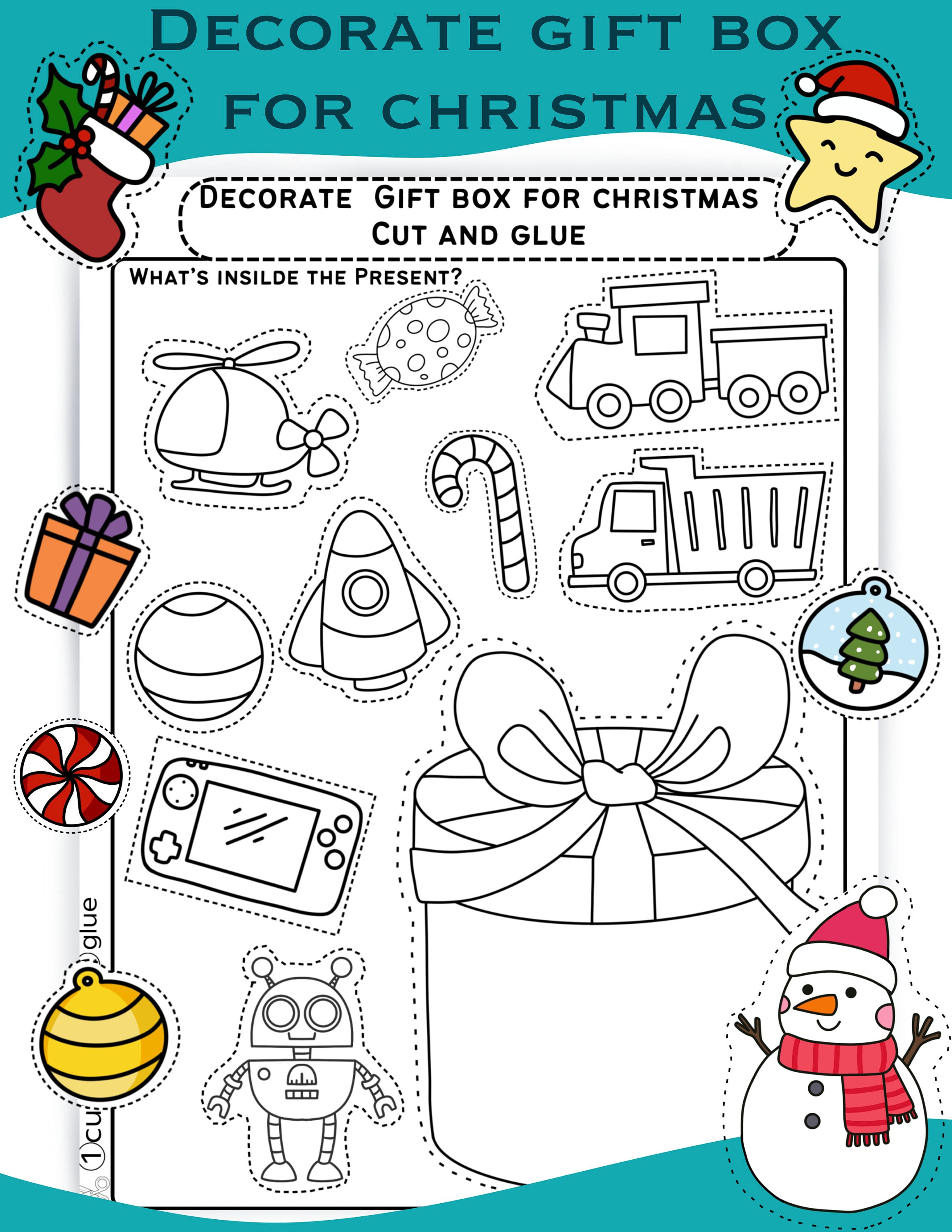 Decorate Decorate Gift Box for Christmas,christmas Preschool Printable ...