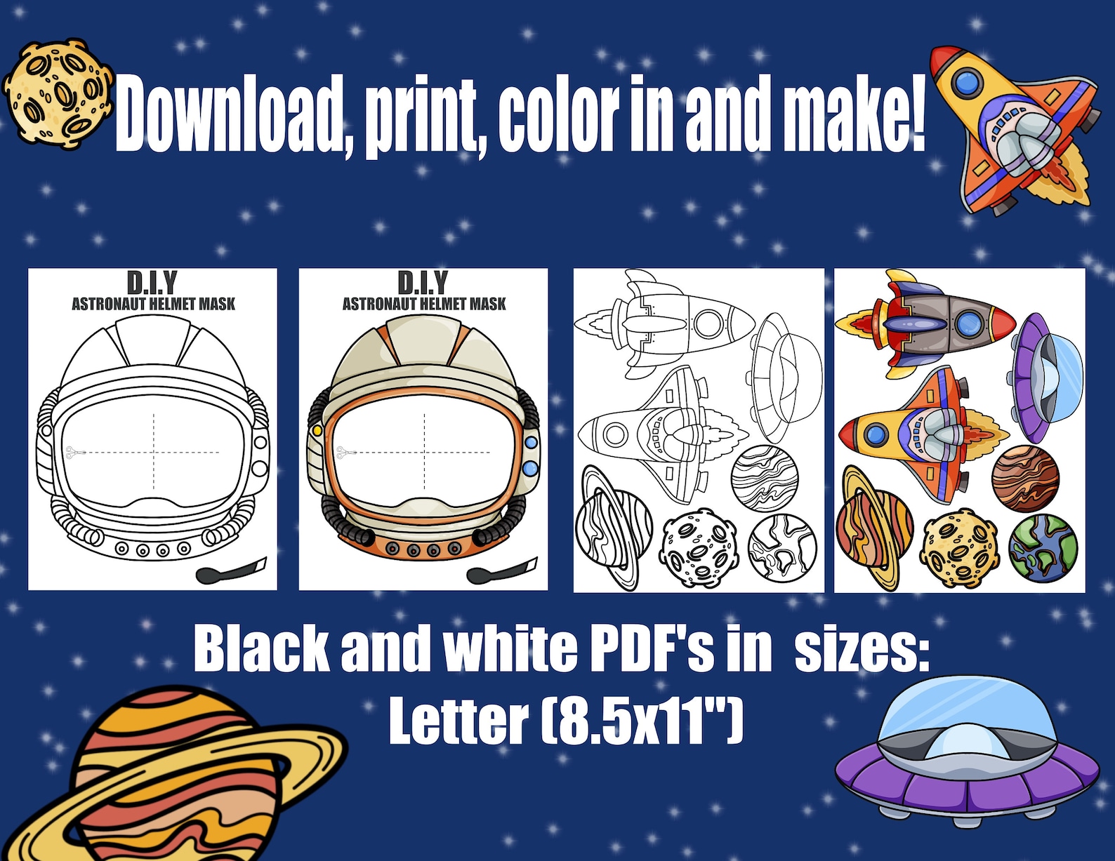 DIY Printable Astronaut Helmet Mask Craft,children's Art Project,helmet ...