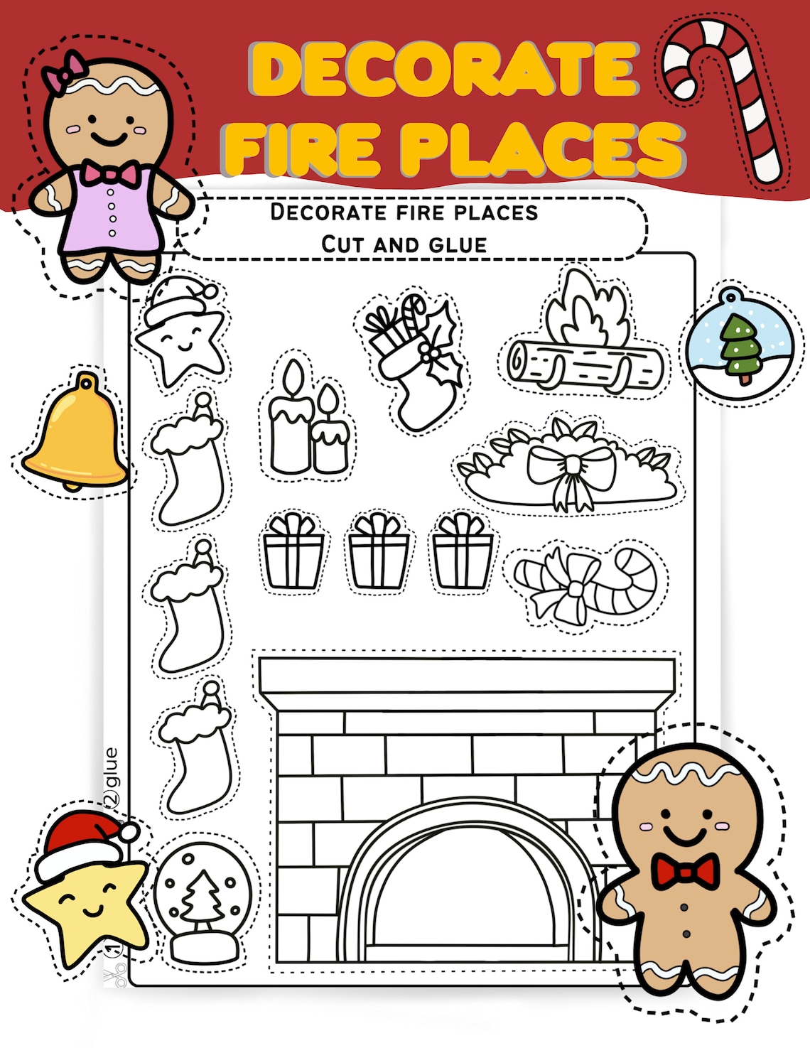Decorate the Fireplace,christmas Preschool Printable, Christmas ...