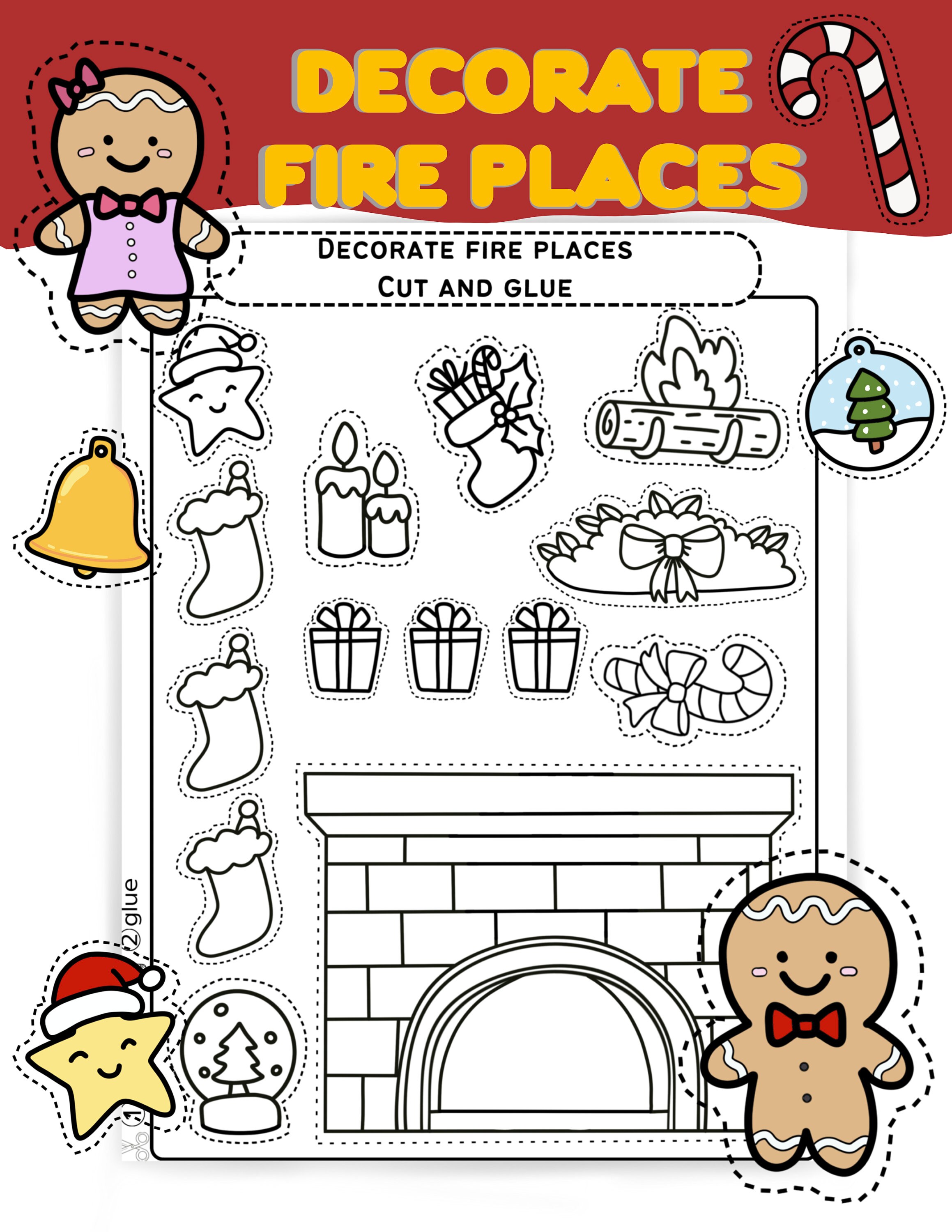 Decorate the Fireplace,christmas Preschool Printable, Christmas ...