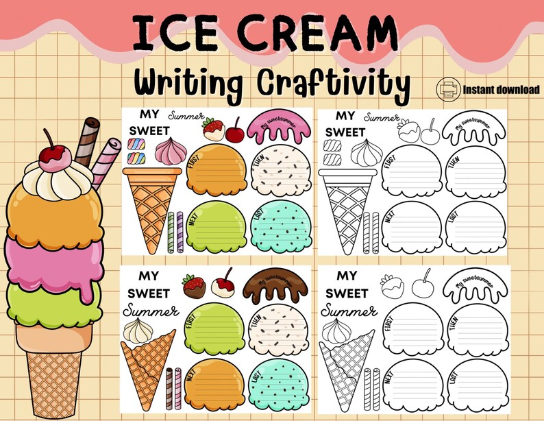 Ice Cream Writing Craft, End of Year, Summer Craft, Summer Plans ...