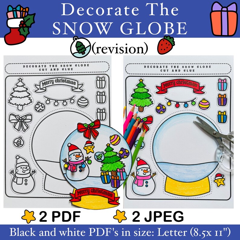 Decorate Snow Globe | Christmas Preschool Printable | Christmas ...