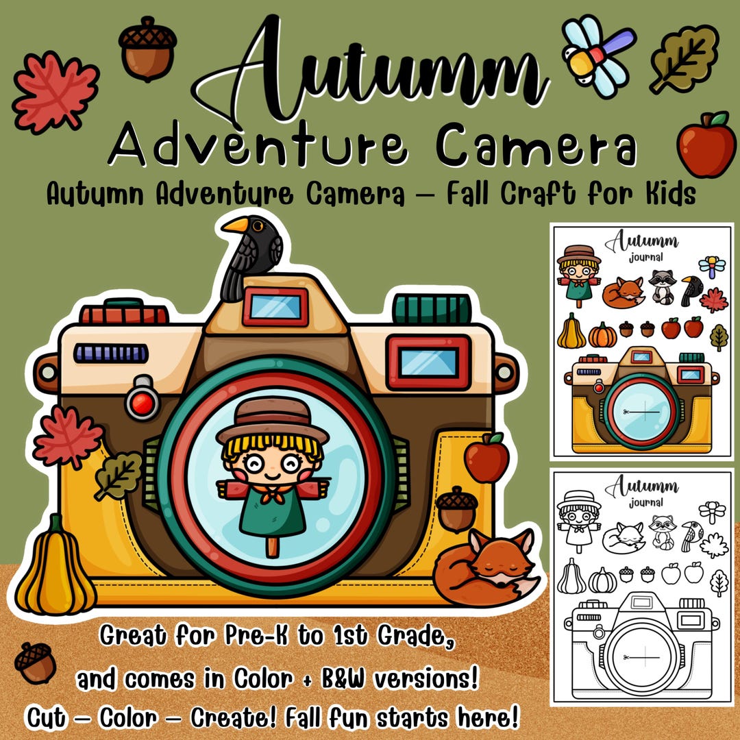 Fall Camera Craft for Kids Autumn Cut and Paste Activity Preschool and ...
