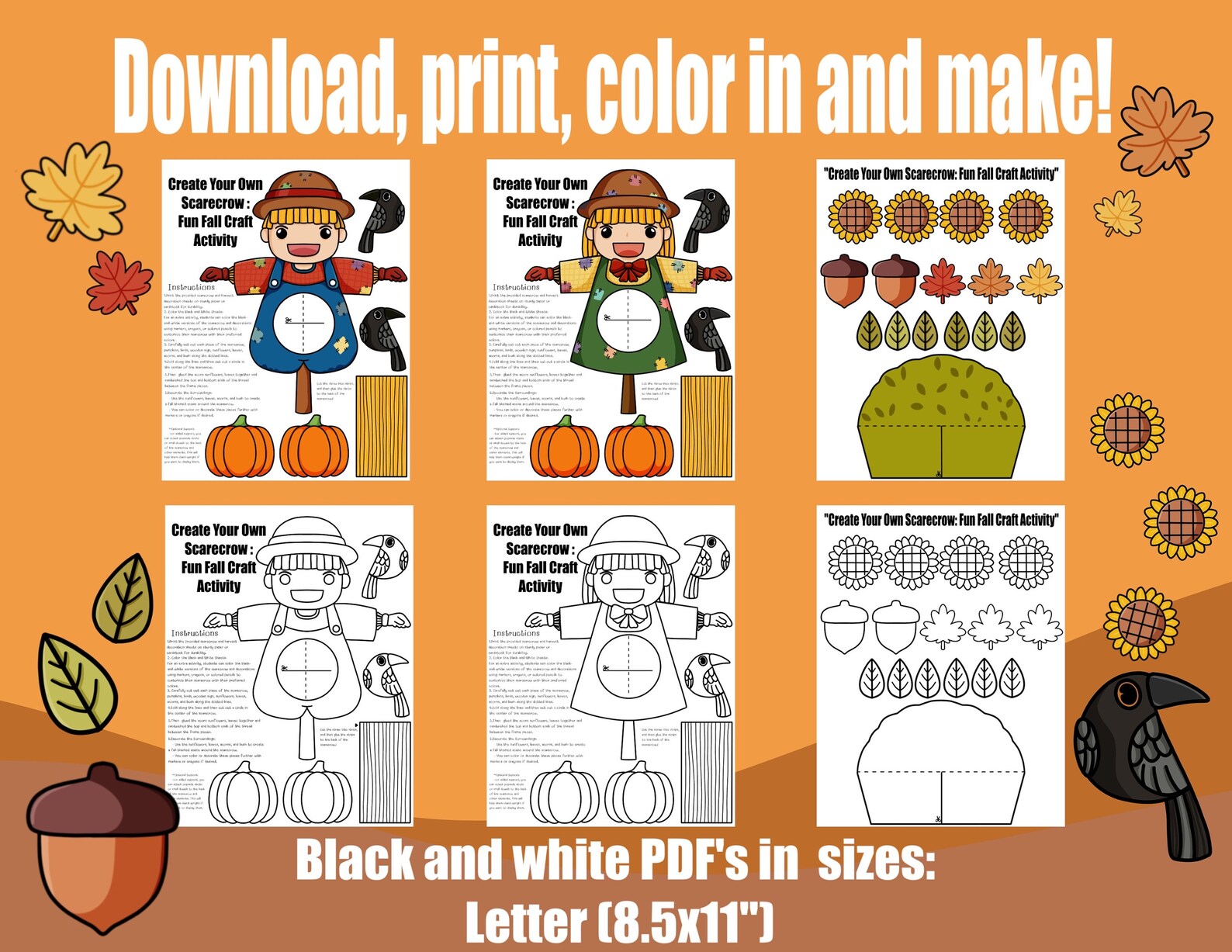 Create Your Own Scarecrow Fun Fall Craft Activity Scarecrowtemplate ...