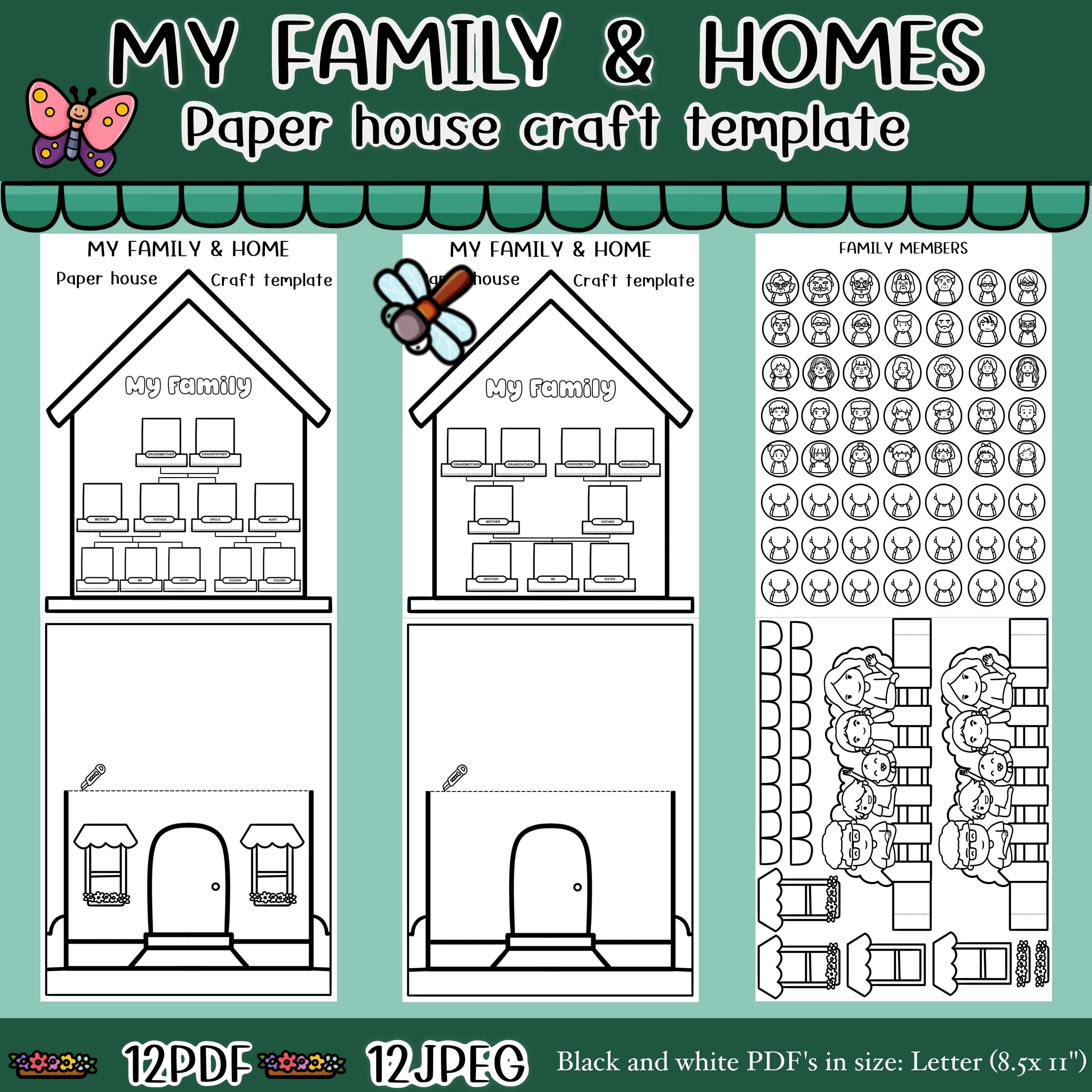 Family Home Paper Craft Template: DIY Kids Activity (PDF & JPEG) - Etsy