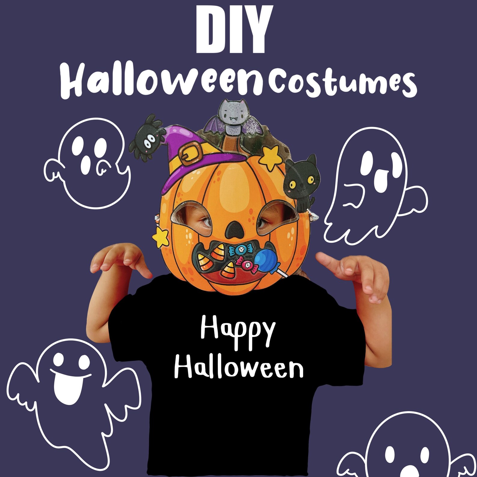 DIY Pumpkin Mask: Halloween Costume Craft for Kids (PDF/JPEG) - Etsy