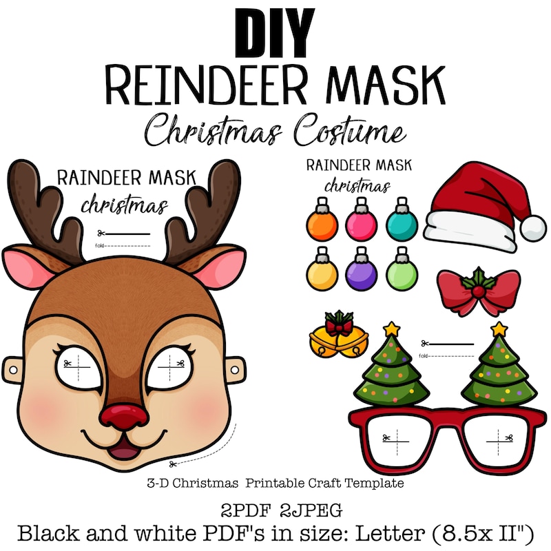 Reindeer Mask - Etsy