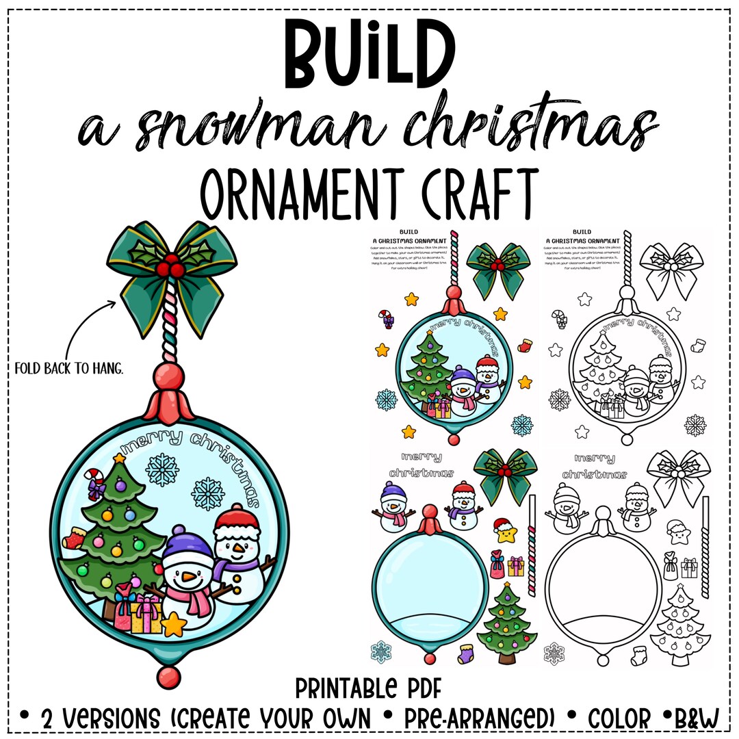 Christmas Ornament Craft: Cut and Paste Coloring Activity (PDF) - Etsy