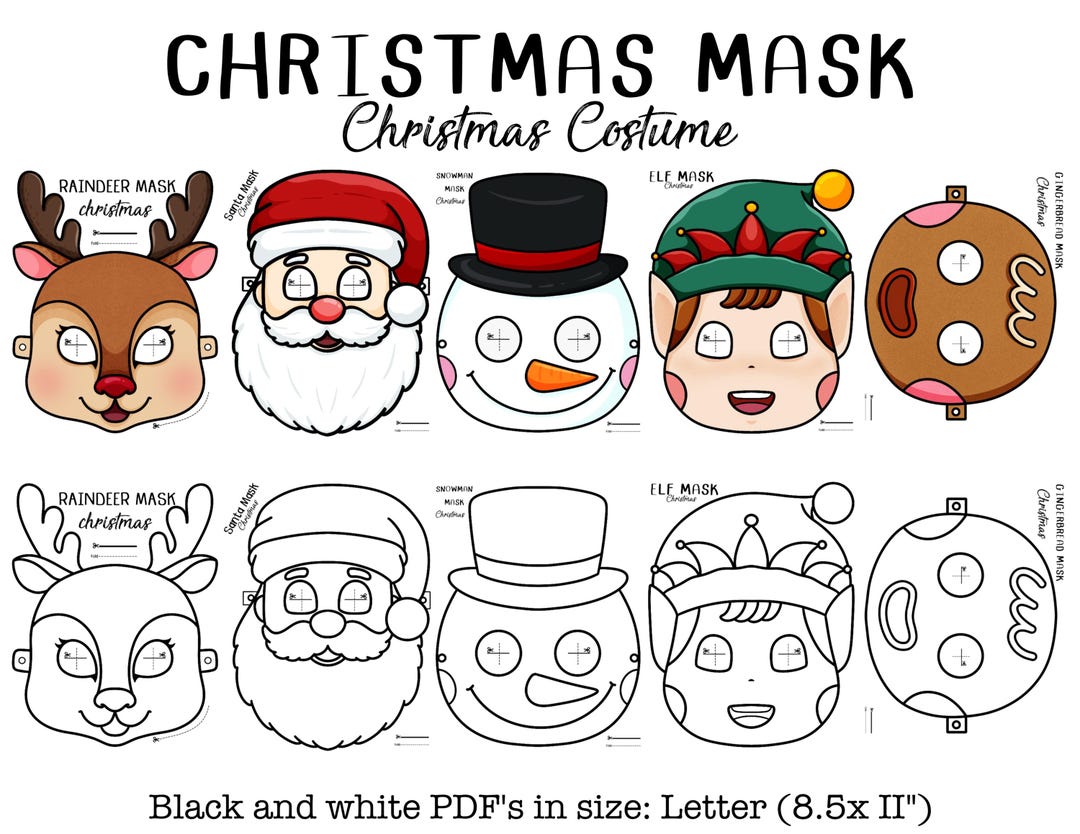DIY Christmas Masks: Holiday Costume Printable Bundle (PDF & JPEG) - Etsy