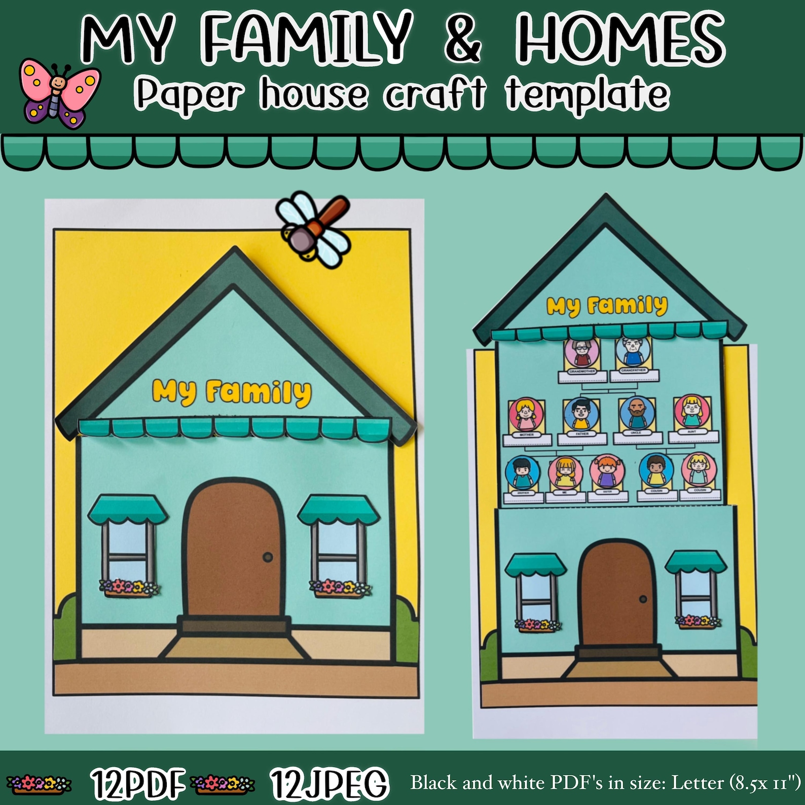 Family Home Paper Craft Template: DIY Kids Activity (PDF & JPEG) - Etsy