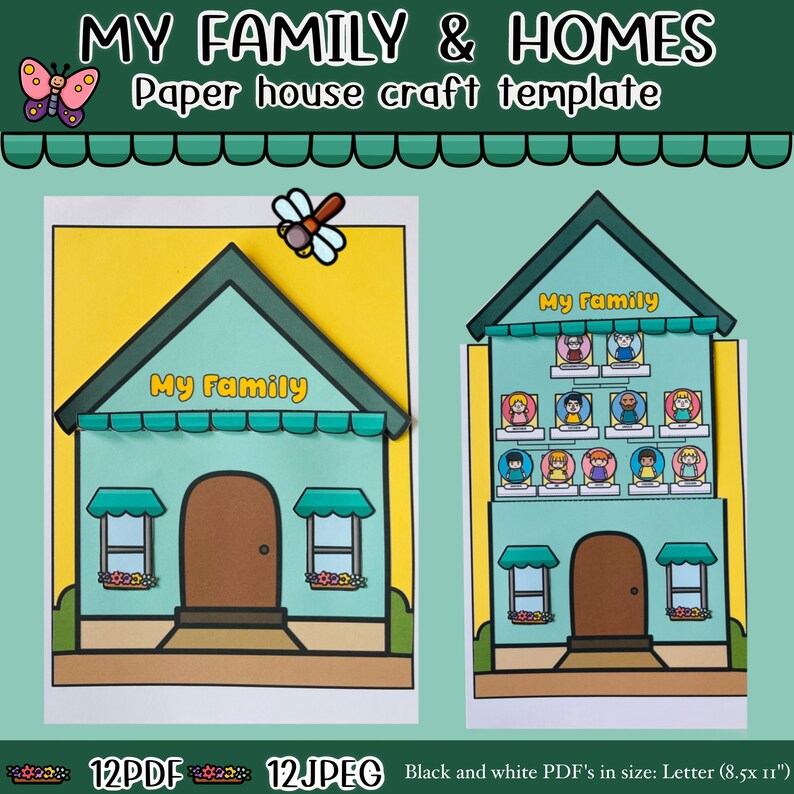 Family Home Paper Craft Template: DIY Kids Activity (PDF & JPEG) - Etsy