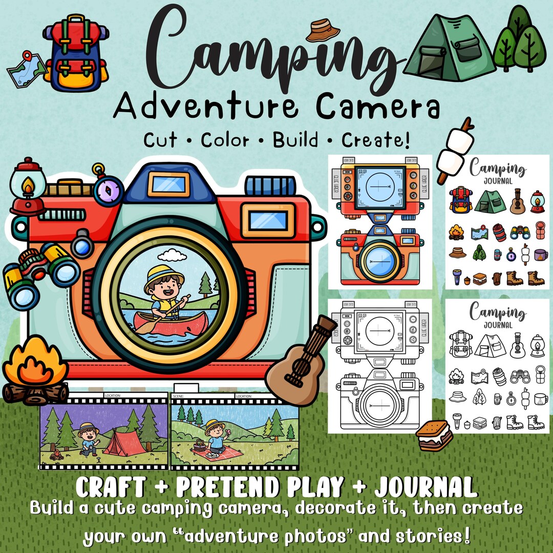 Camping Adventure Camera Craft Printable Papercraft Photo Drawing Pages ...