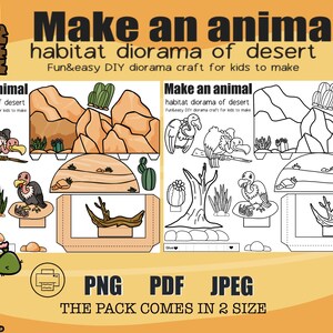 Desert Animal Habitat Diorama: DIY Paper Craft (digital Download) - Etsy