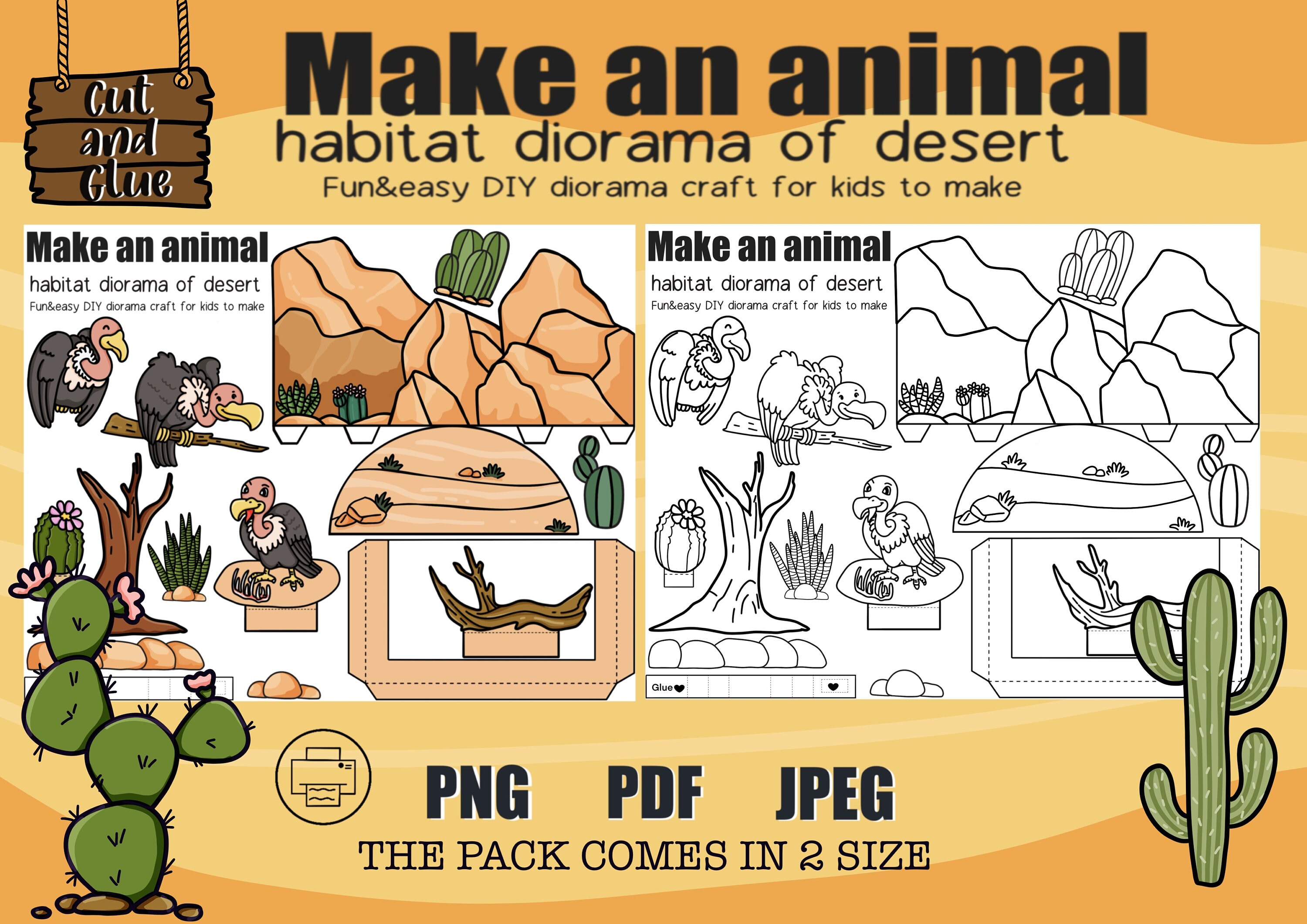 Desert Animal Habitat Diorama: DIY Paper Craft (digital Download) - Etsy