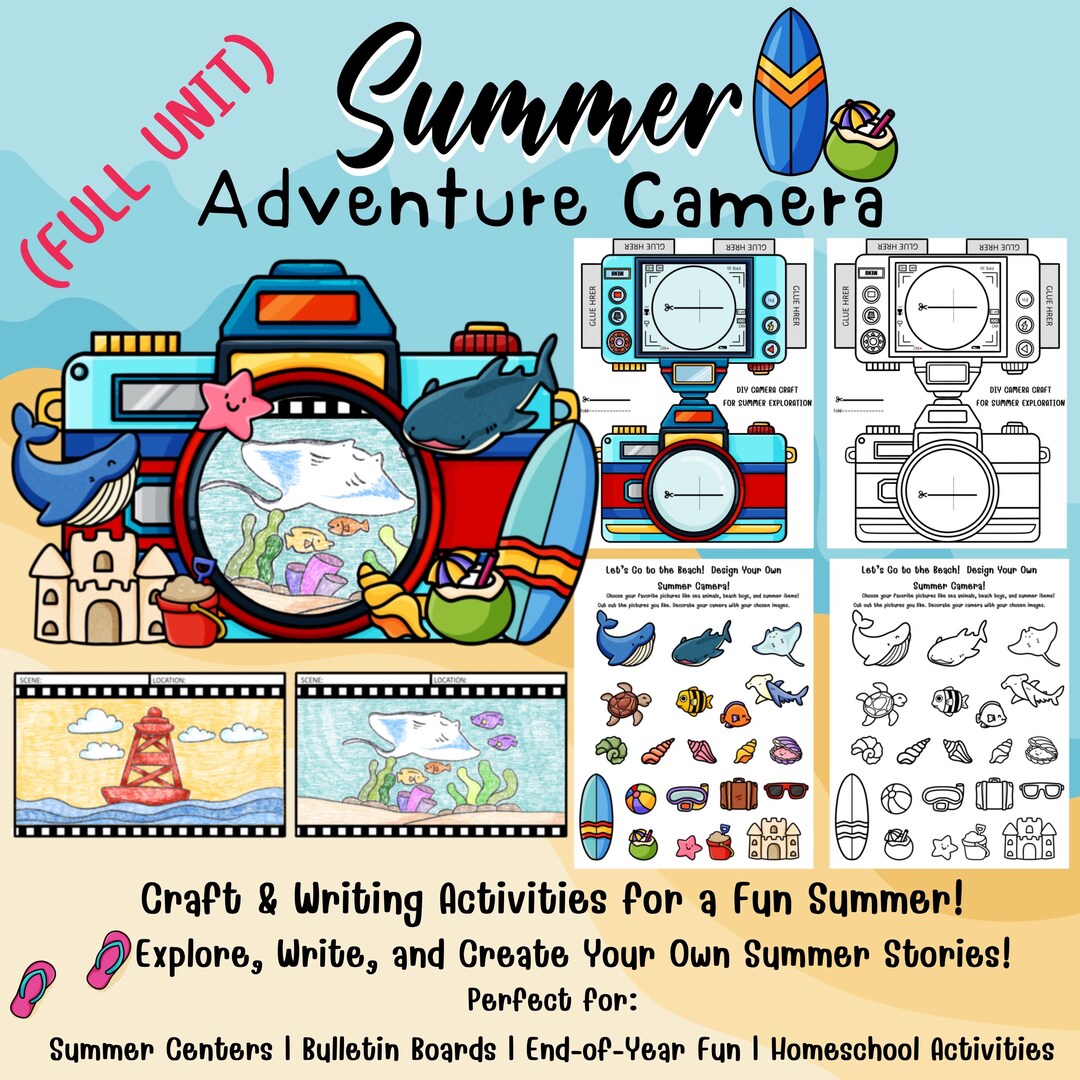 Summer Vacation Craft & Writing Pack | Beach Themed Camera Craft ...