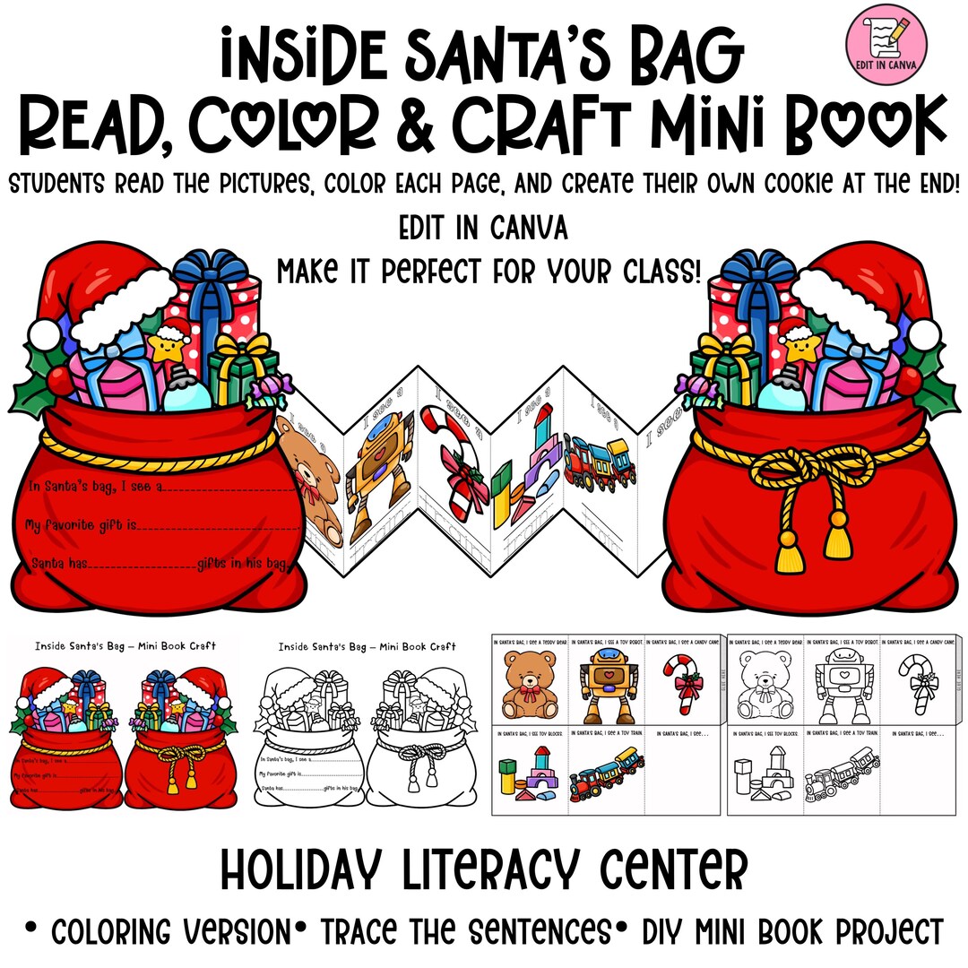 Inside Santa’s Bag Mini Book Craft | Christmas Read, Color & Write ...