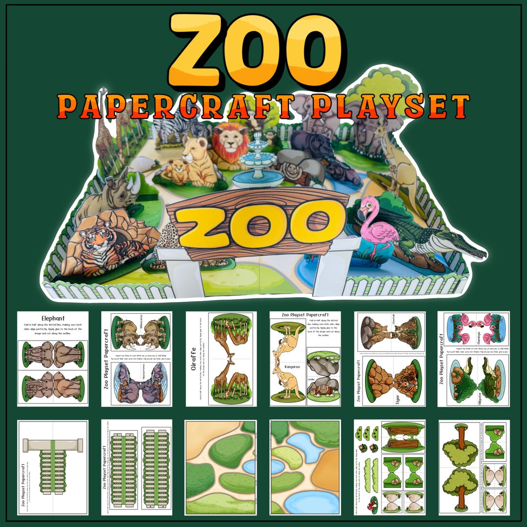 Zoo Papercraft DIY Zoo Playset Printable Animal Craft Animal Diorama ...