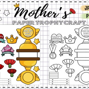 Mother's Day Paper Trophy Craft: Printable DIY Gift (PDF, JPEG) - Etsy