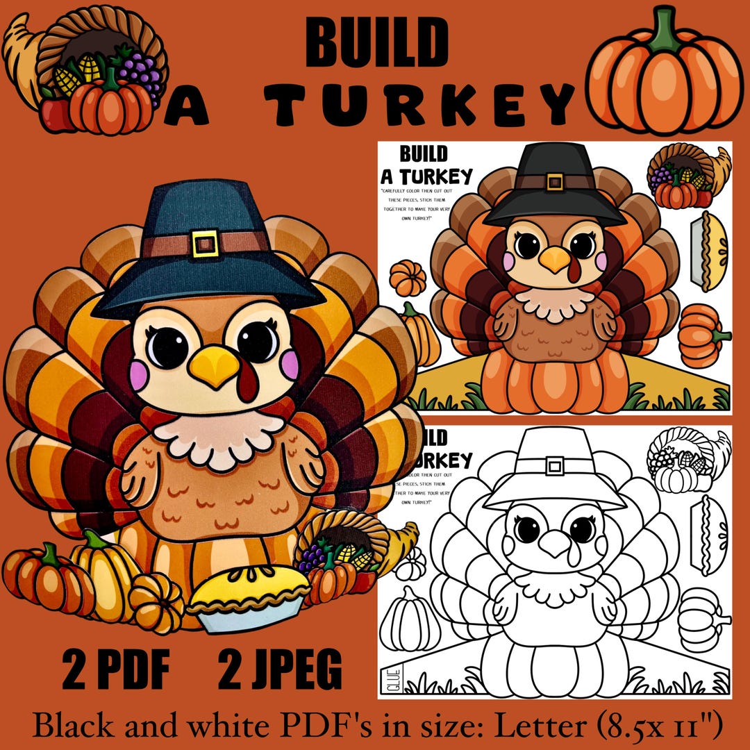 Build a Turkey Thanksgiving Turkey Craft Thanksgiving Coloring Pages ...