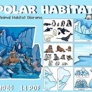 DIY Polar Habitat Arctic Animals Diorama Craft Arctic Scene Printable ...