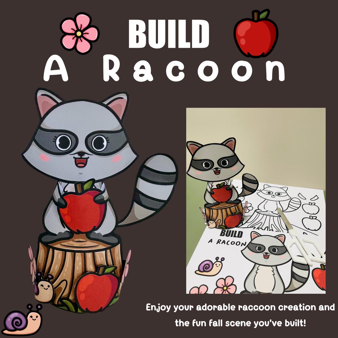 Raccoon Paper Craft Woodland Animals Craft Children's Craft Activity ...
