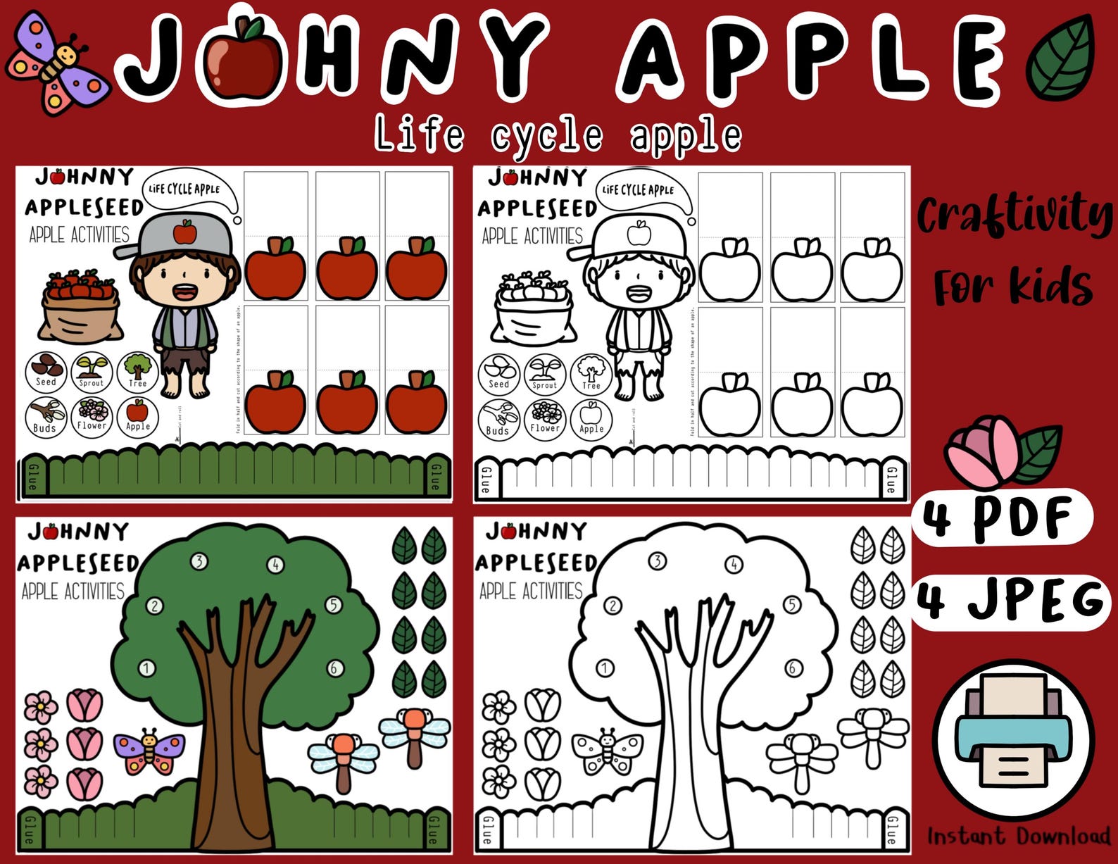 Apple Life Cycle Johnny Appleseed Life Cycle Apple Craftivity Fall ...