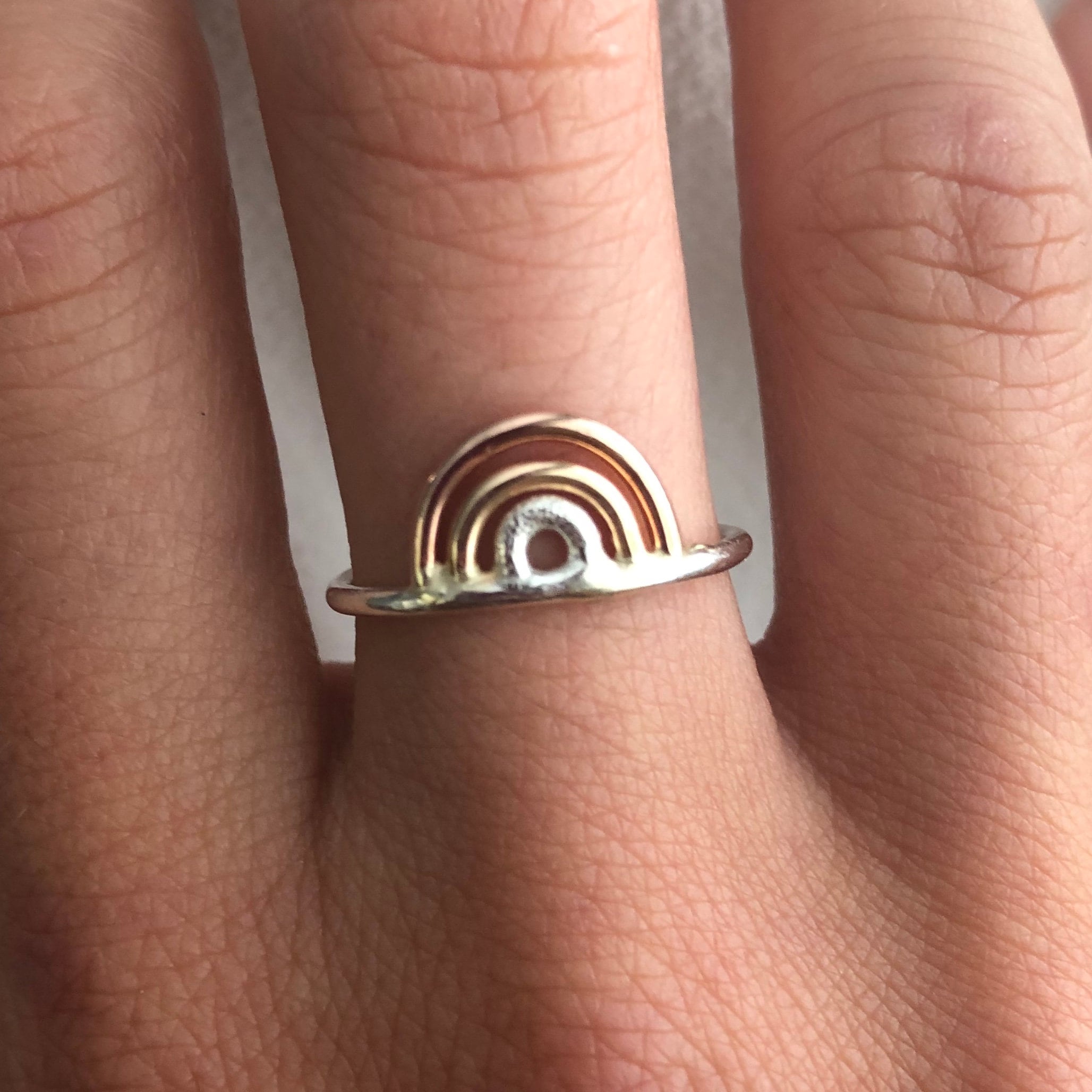 Rainbow Ring, Rose Gold, Yellow Gold, Sterling Silver - Etsy