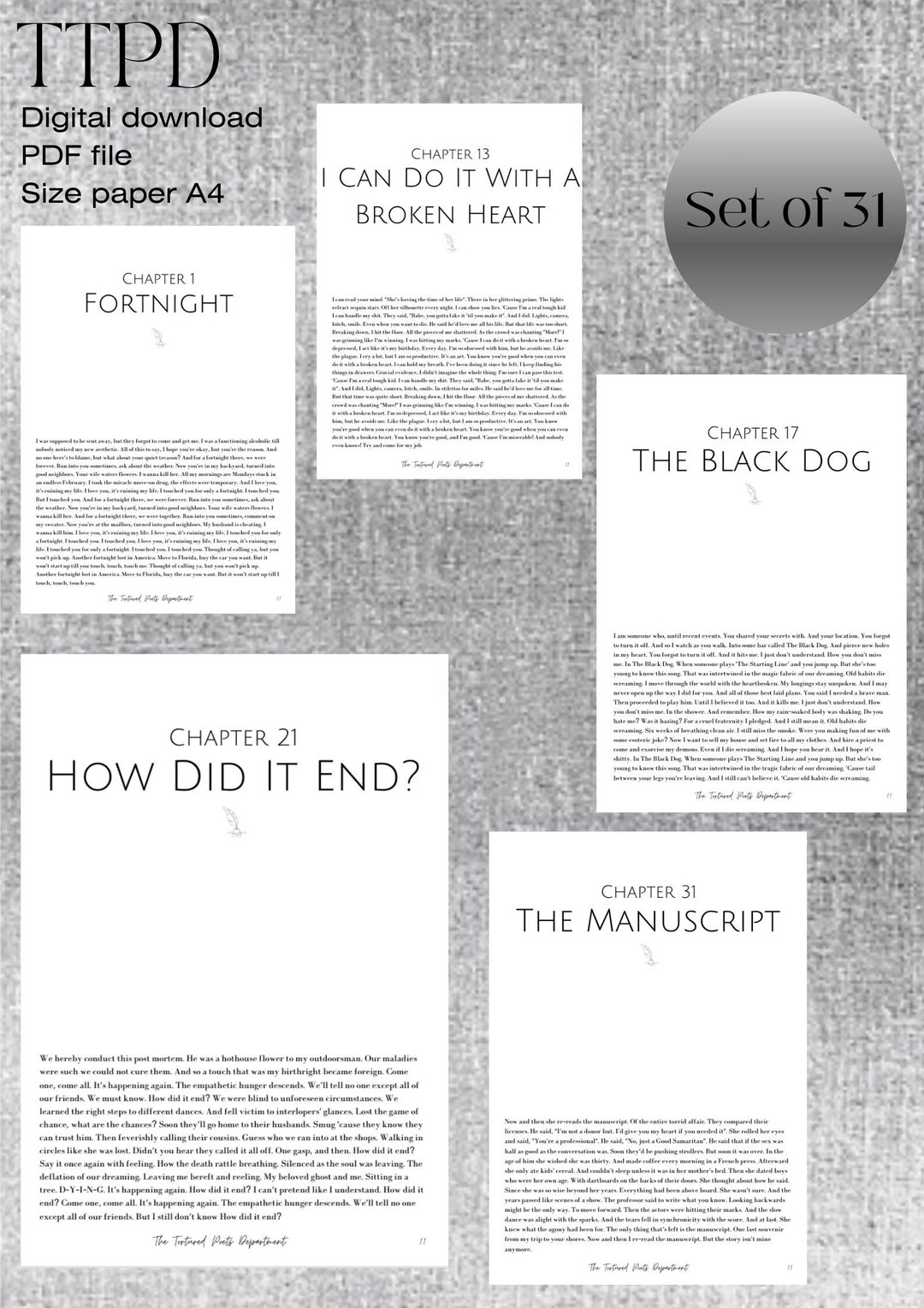 TTPD Album Lyric Book | Printable Taylor Swift Poster | Scrapbook Book ...