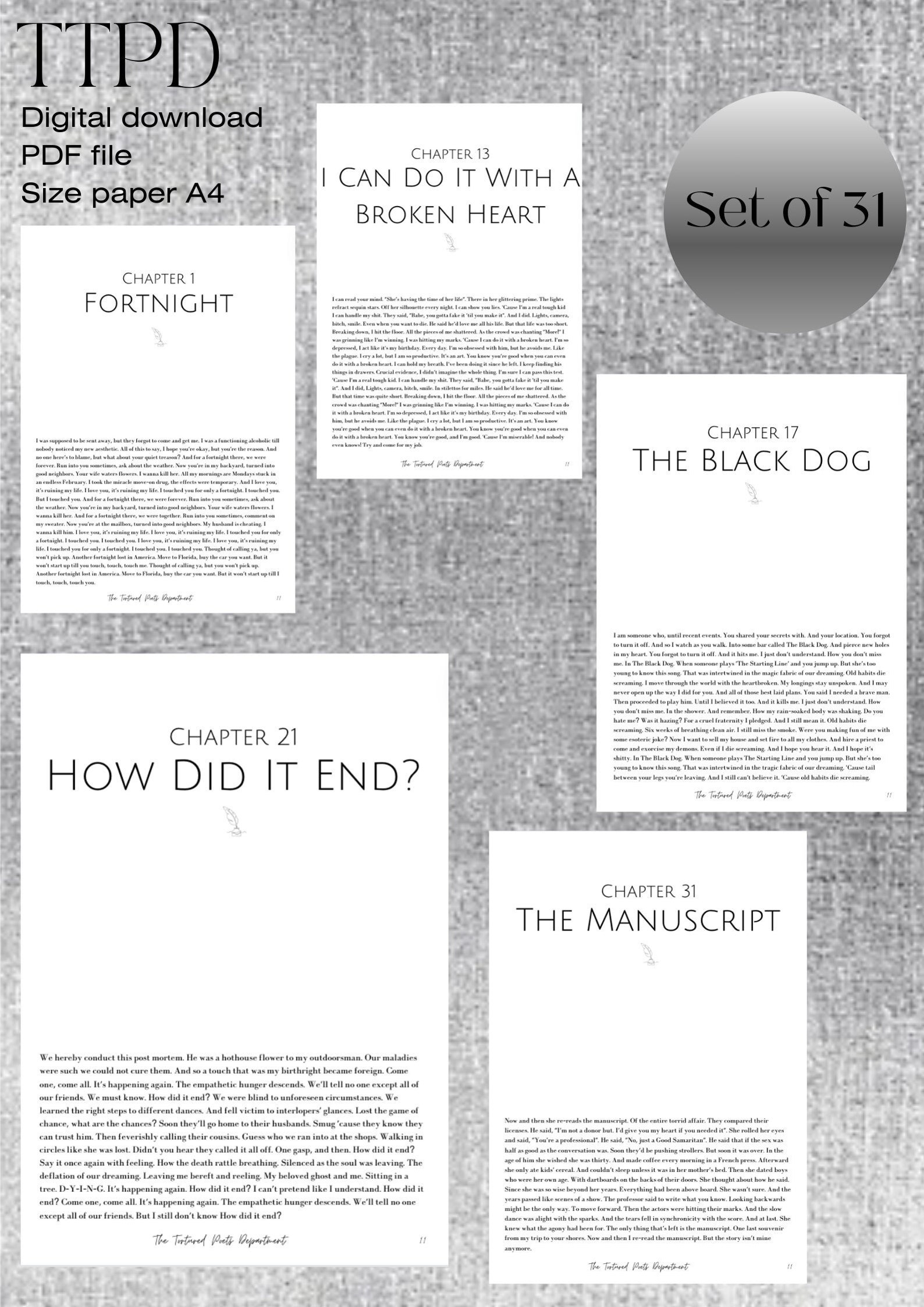 TTPD Album Lyric Book | Printable Swift Poster | Scrapbook Book Pages ...