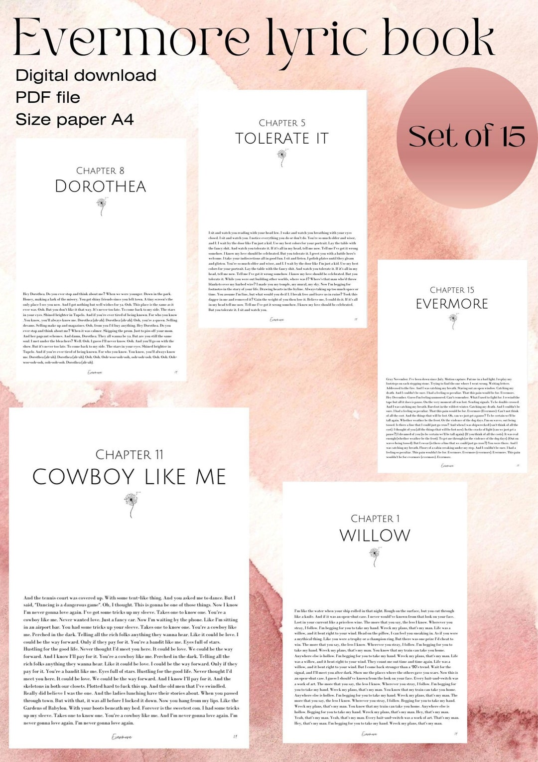 Evermore Album Lyric Book | Printable Swift Poster | Scrapbook Book ...