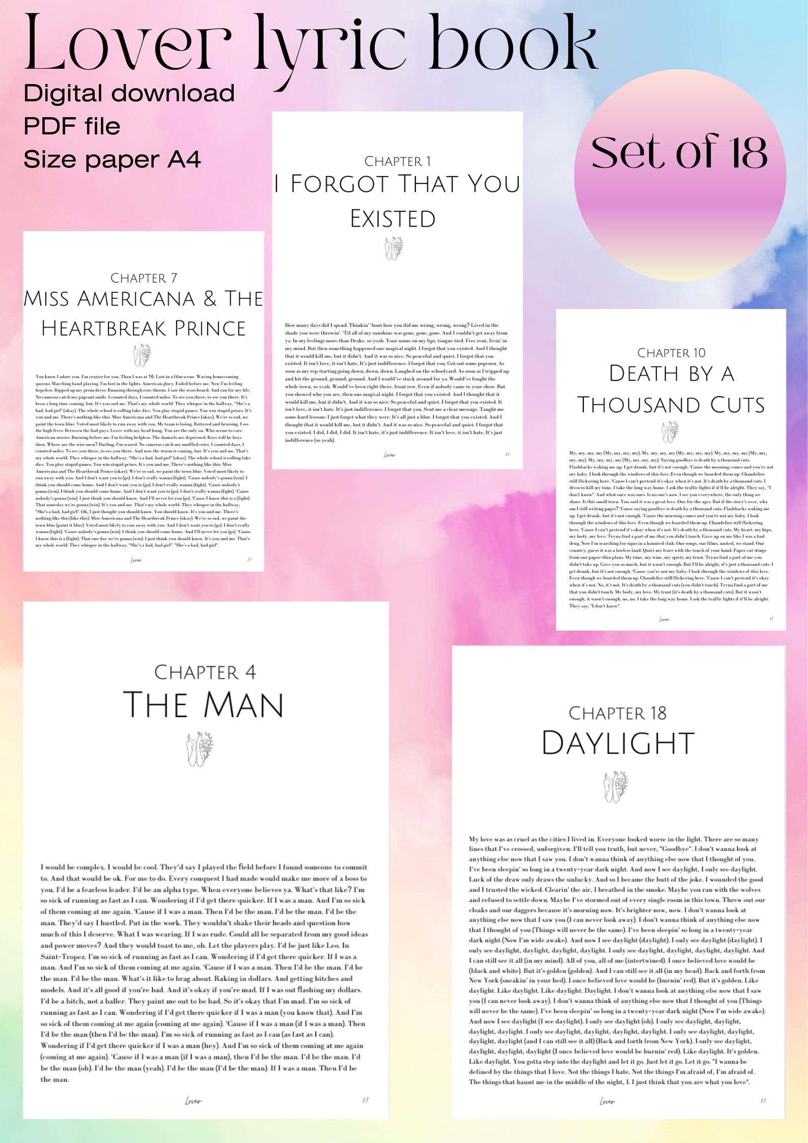 Lover Album Lyric Book | Printable Taylor Swift Poster | Scrapbook Book ...