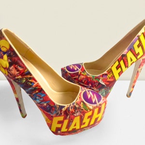 Flash Comic Book Shoes Superhero Heels Unique and One of a - Etsy