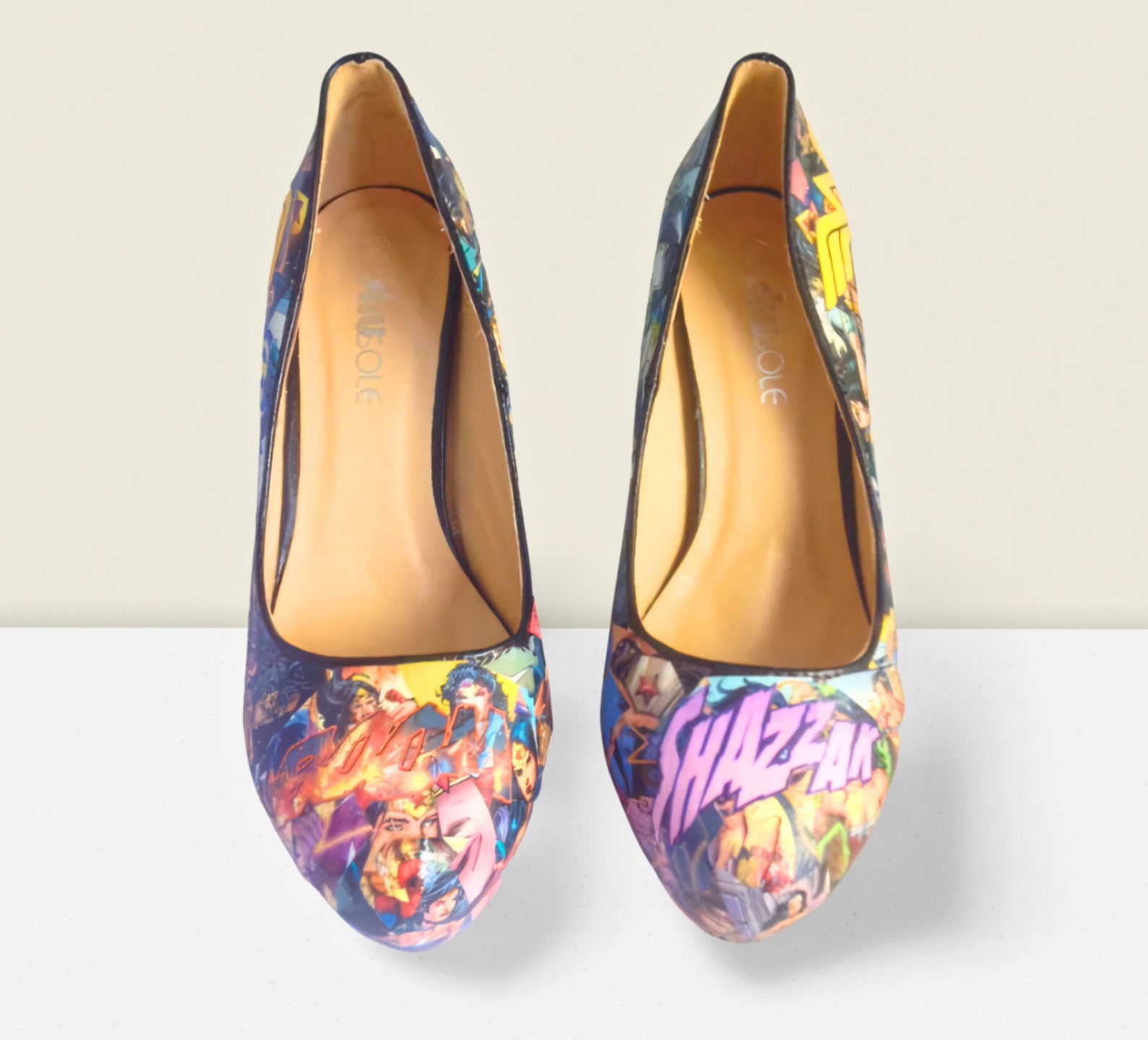 Wonder Woman Comic Book Shoes, Superhero Heels Unique, One-of-a-kind ...