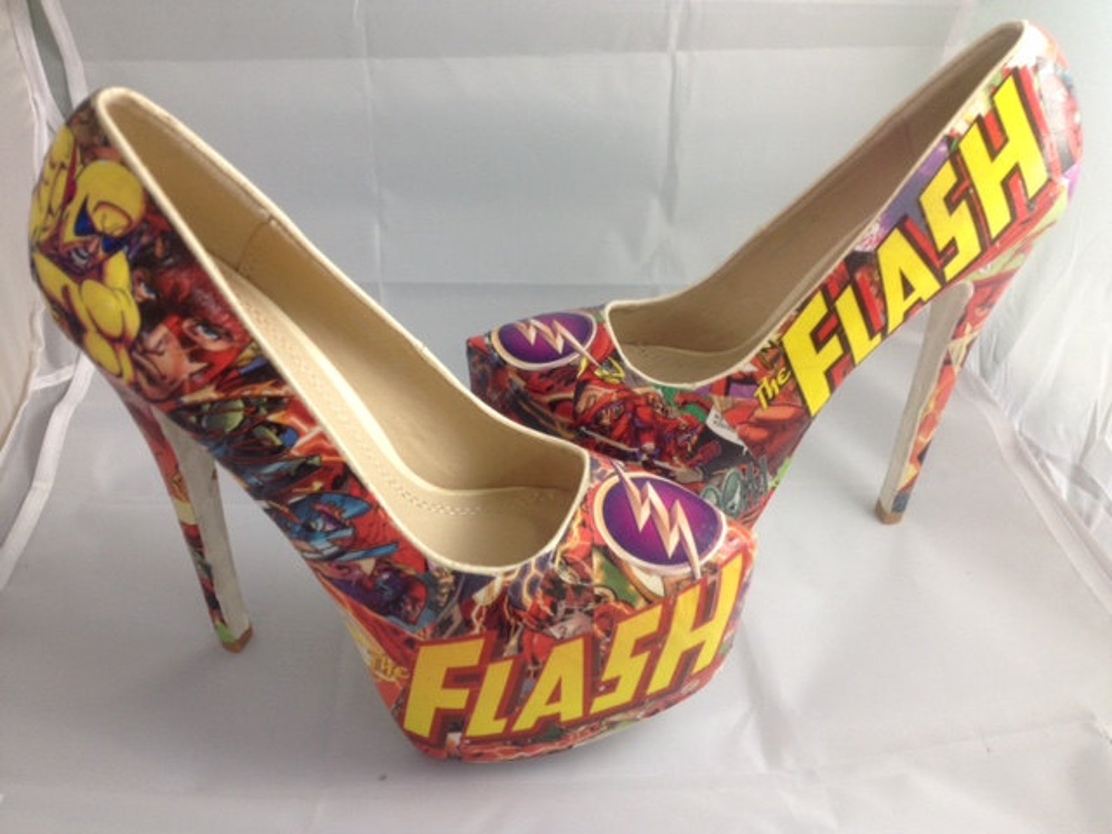 Flash Comic Book Shoes Superhero Heels Unique and One of a - Etsy