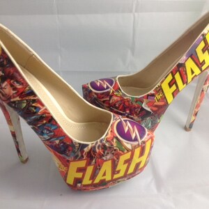 Flash Comic Book Shoes Superhero Heels Unique and One of a | Etsy