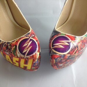 Flash Comic Book Shoes Superhero Heels Unique and One of a | Etsy
