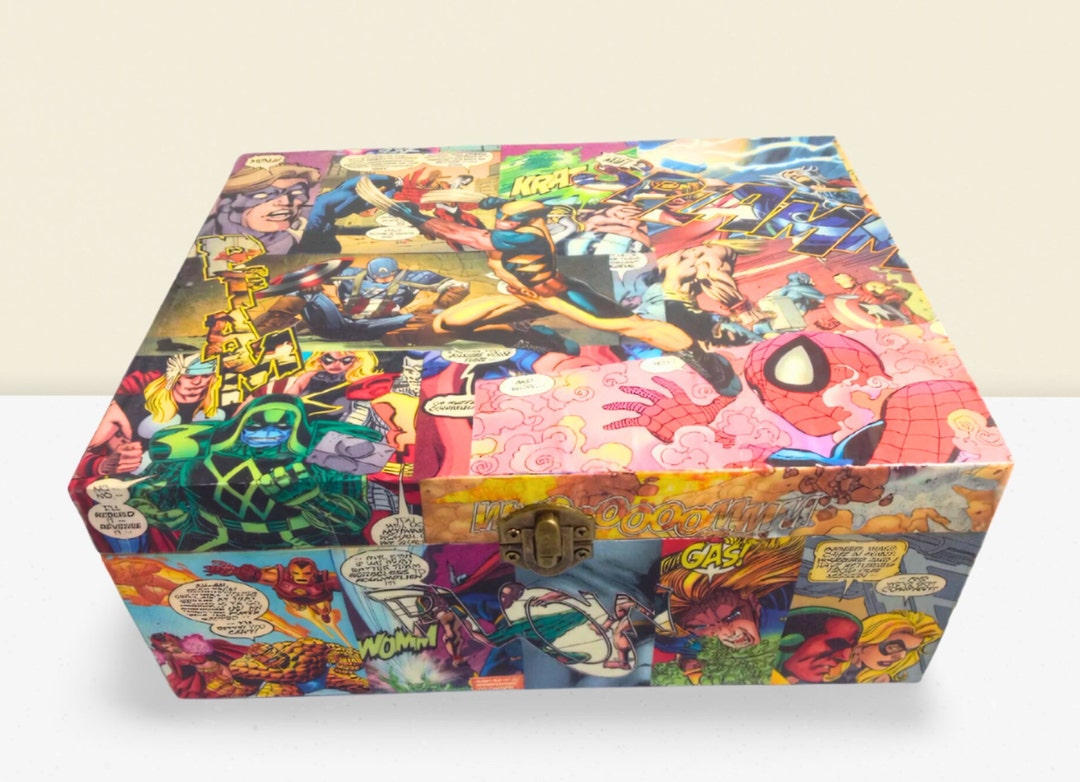 Marvel Superhero Comic Book Decoupaged Storage Box - Gift for Him ...