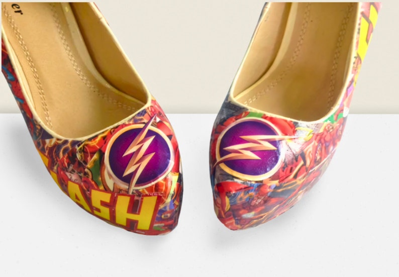 Flash Comic Book Shoes Superhero Heels Unique and One of a - Etsy
