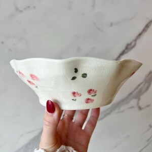 Roses Ruffle Bowl. Hand Painted and Hand Made Ceramic Rose Dish - Etsy