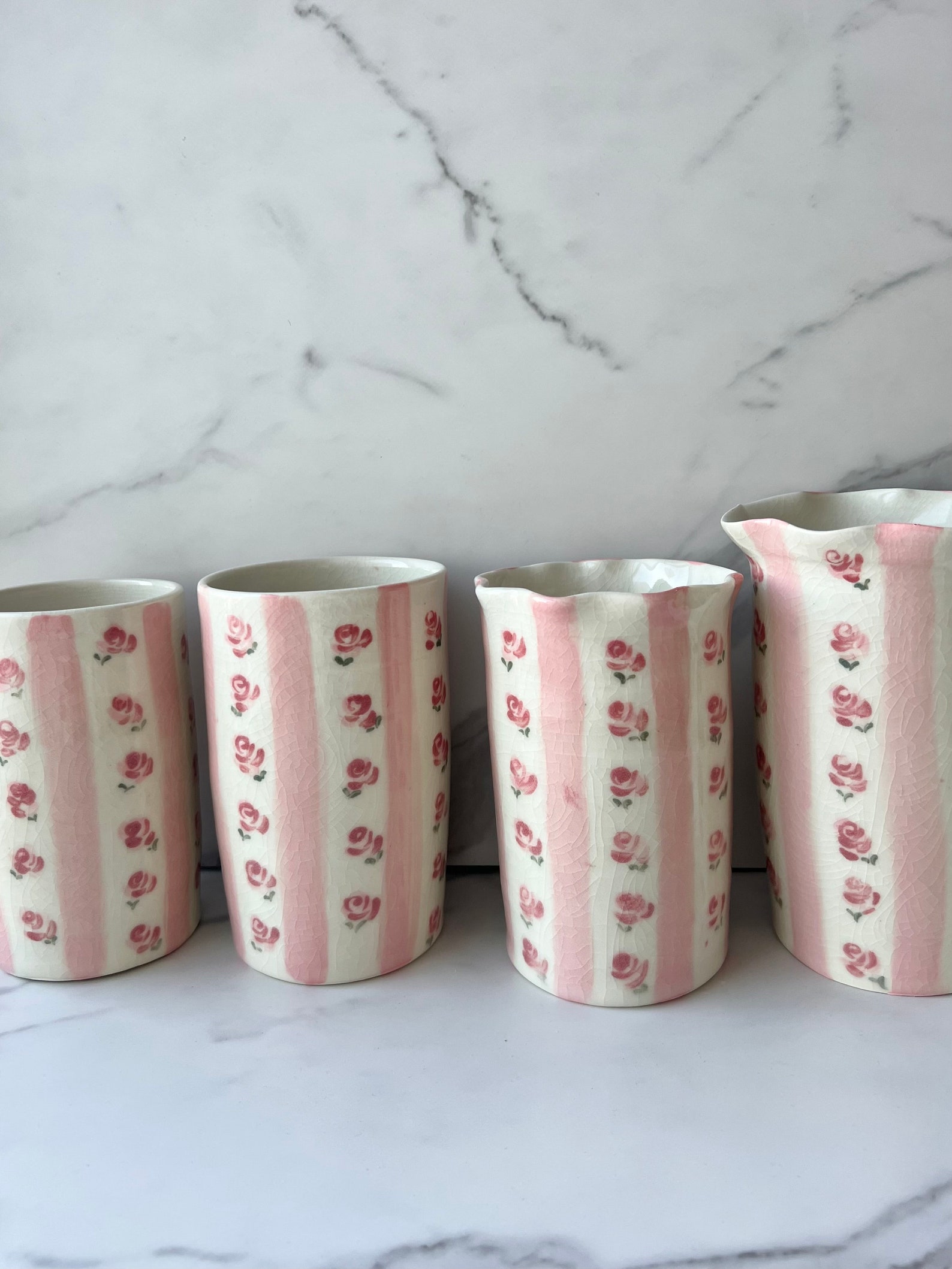 Hand-painted Rose Vase, Cottagecore Decor - Etsy