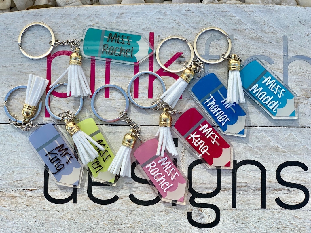Personalised Teacher Keyrings , Student Teacher Gift, Personalised ...