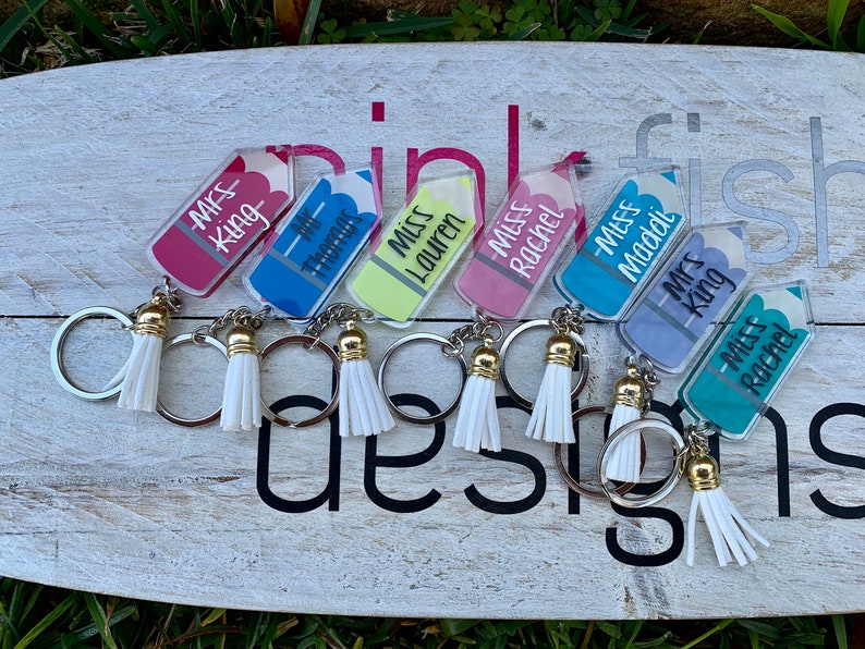Personalised Teacher Keyrings Student Teacher Gift - Etsy Australia