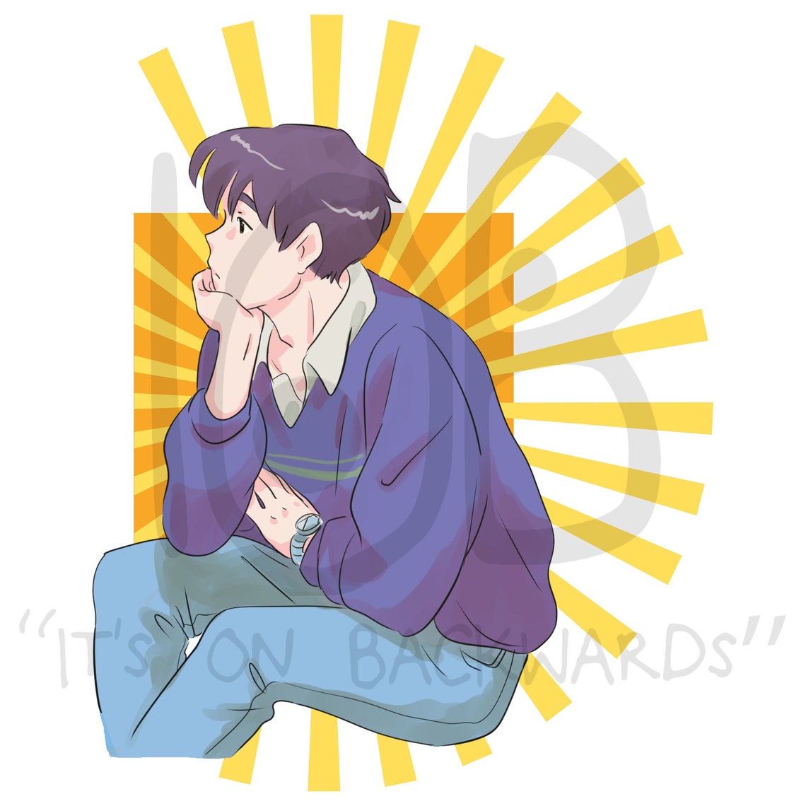 Anime Thinking Boy Digital Download, Anime Boy, Thinking Boy, Anime Art ...