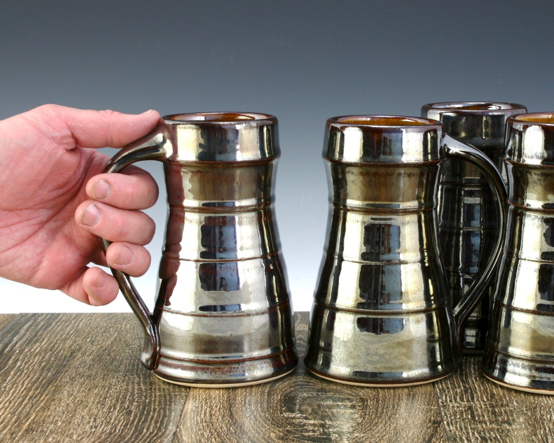 Set of 4 Stoneware Pottery Beer Mug Beer Tankard Beer Stein | Etsy