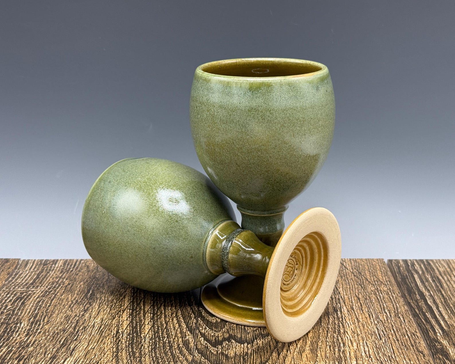Handmade Stoneware Goblet: Cascade Green Glaze, 12 Oz Pottery Cup - Etsy