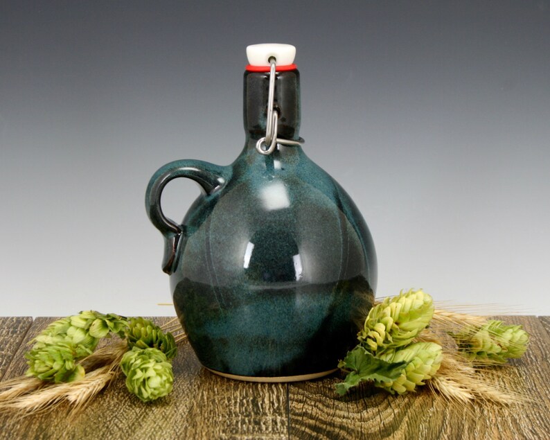 Mini Beer Growler Bottle ! Stoneware Pottery 16oz Mini Growler Beer ...