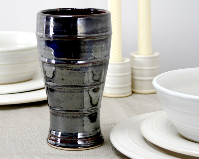 Stoneware Beer Glass Pilsner Cup Barware With Classic Banding - Etsy